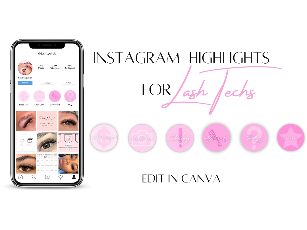 Instagram Highlight Templates for Lash Techs | Lash Artists | Beauty ...