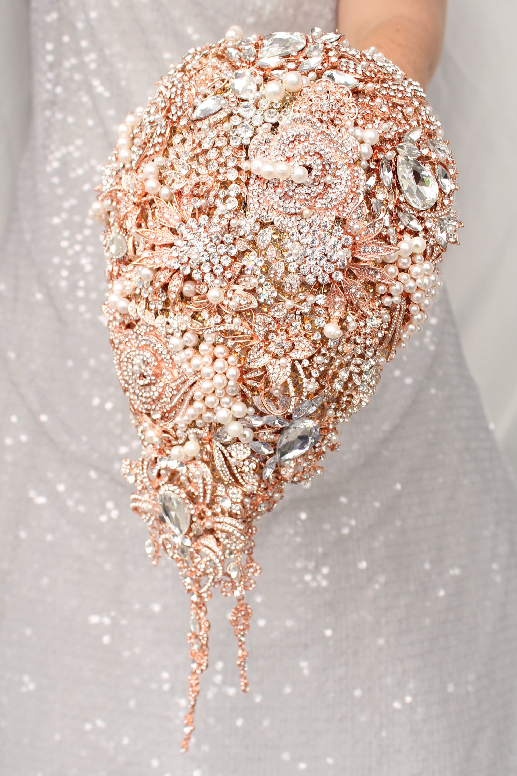 Rose Gold Wedding Bouquet. Bridal Bouquet. Cascade Bouquet. - Etsy