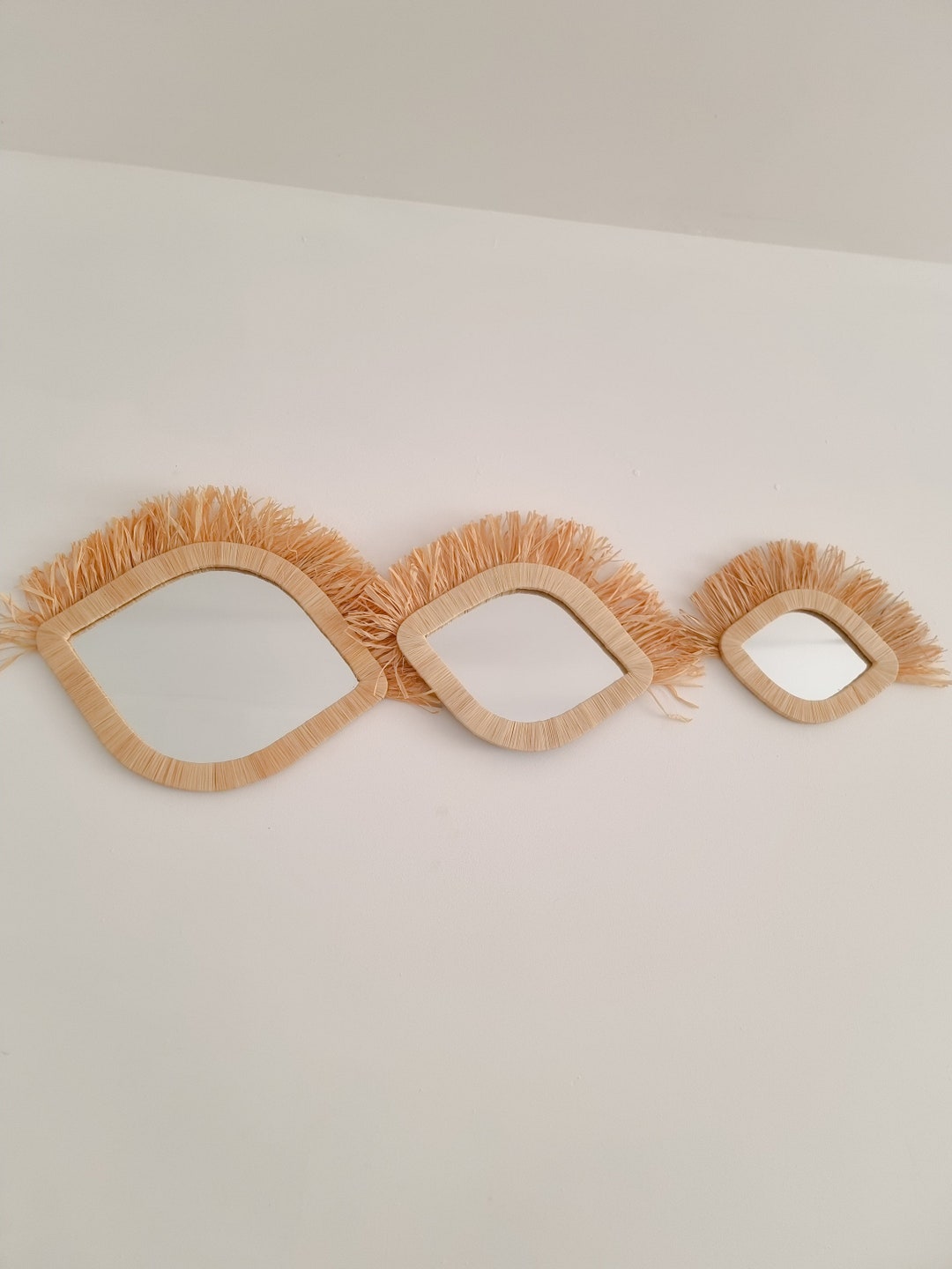 Raffia Contour Eye Mirrors - 3 Sizes Available - Etsy
