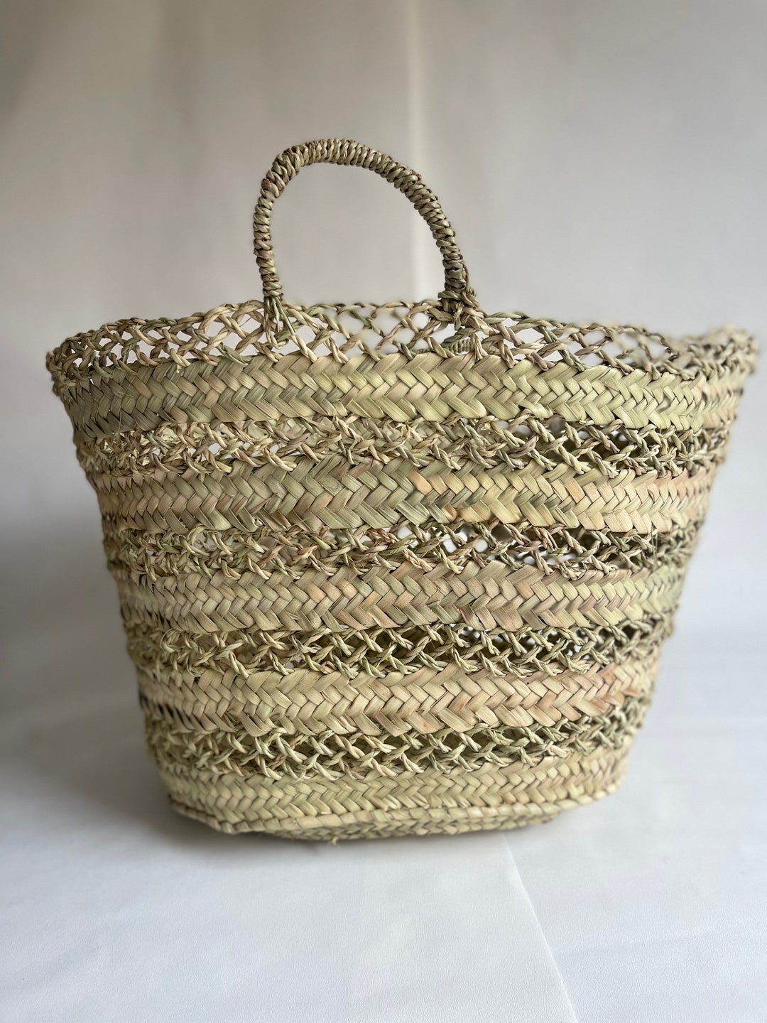 Woven Palm Leaf Basket Shopping Basket Beach Basket Decorative Basket ...