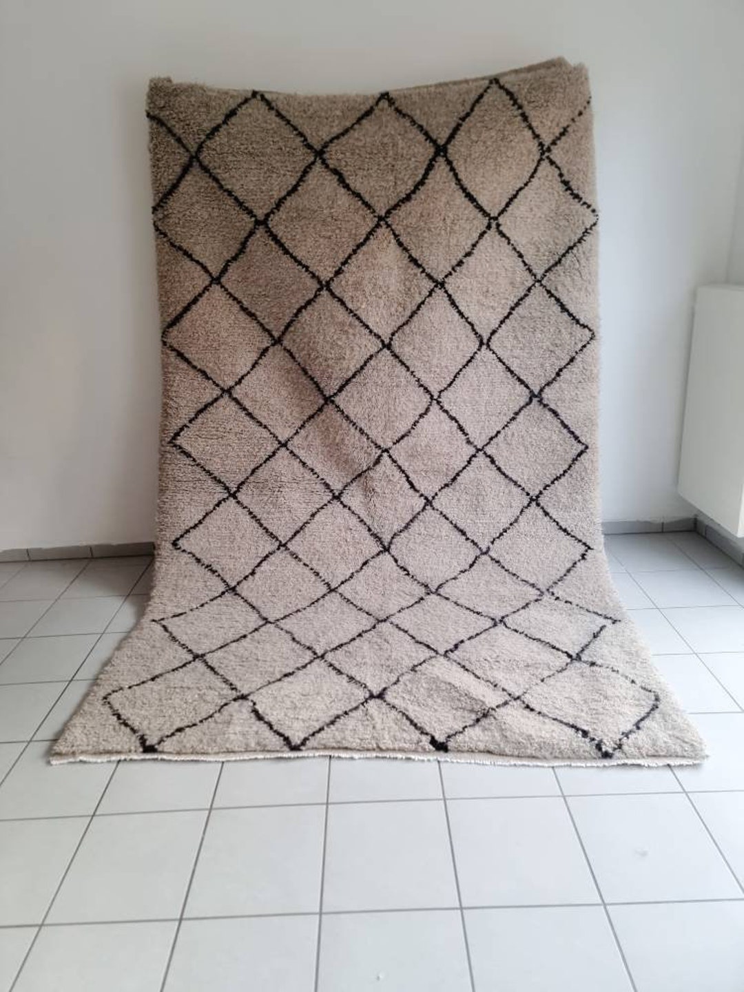 Authentic Berber Beni Ouarain Rug Light Gray With Black - Etsy