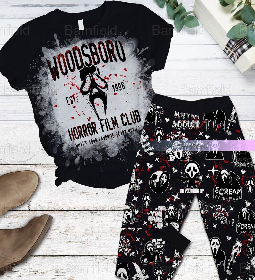 Christmas Woodsboro Horror Film Club Pajamas Set Ghost Horror - Etsy UK