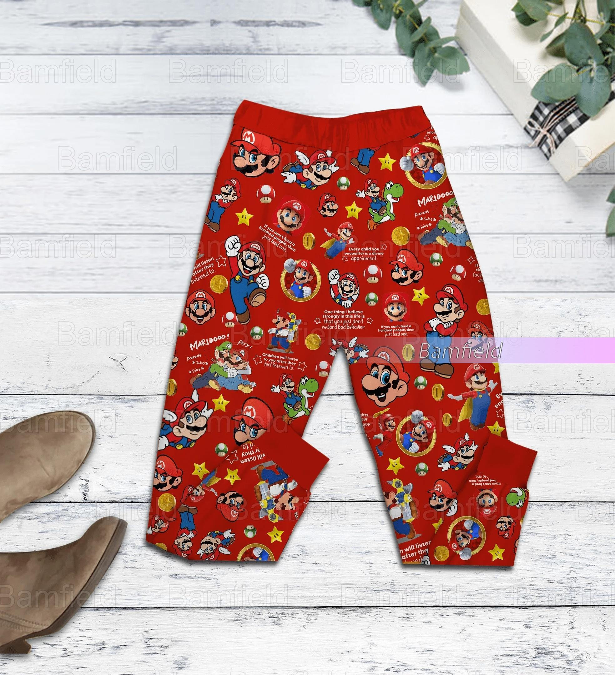 Christmas Mario Pajamas Set Mario Pajamas Pants Super Mario - Etsy Canada