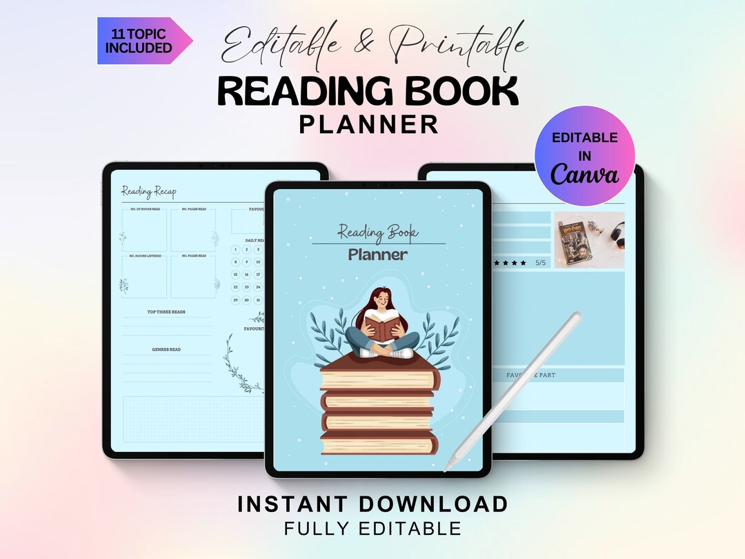 Editable Digital Reading Book Planner,printable Reading Book Tracker ...