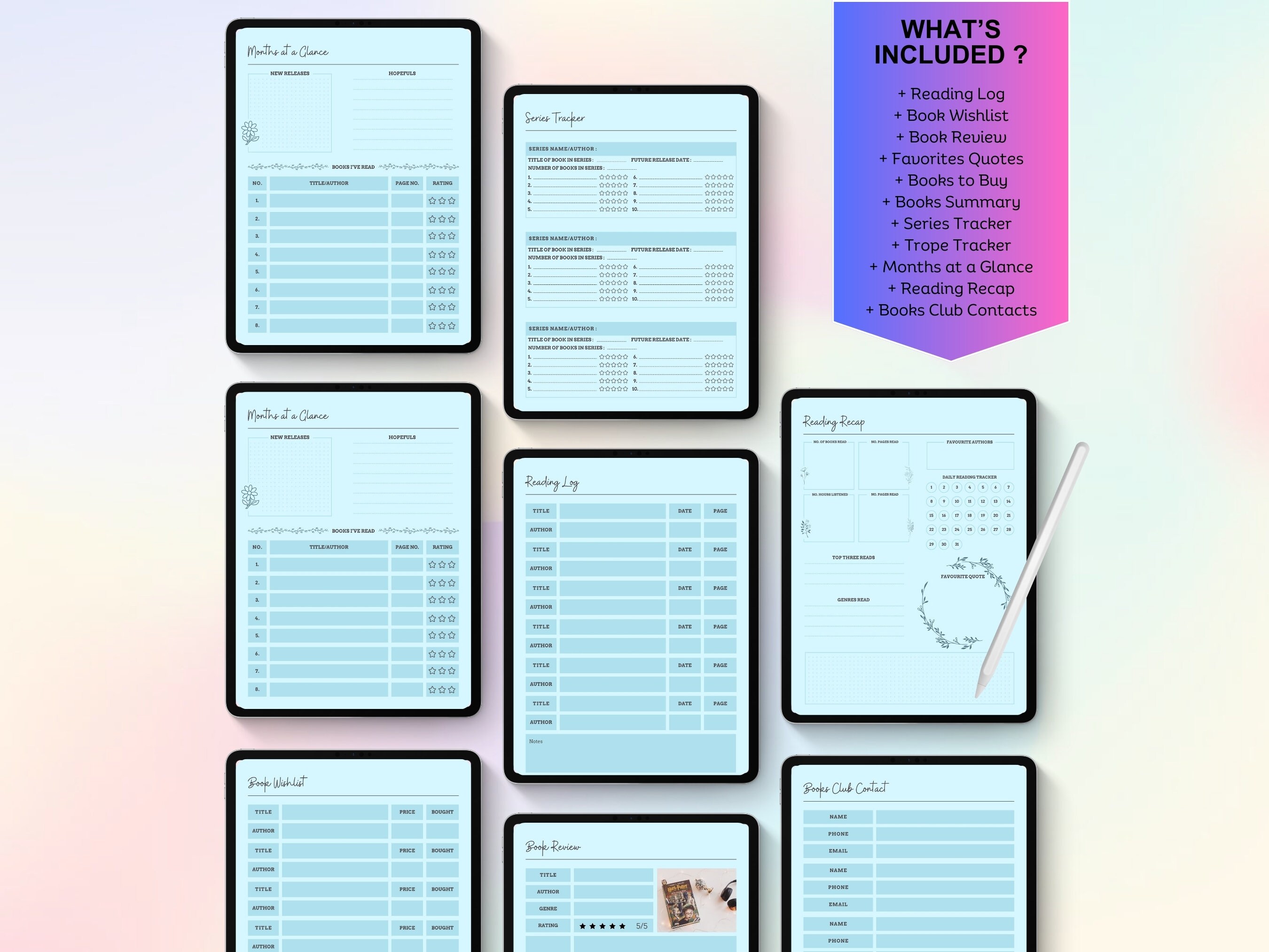 Editable Digital Reading Book Planner,printable Reading Book Tracker ...