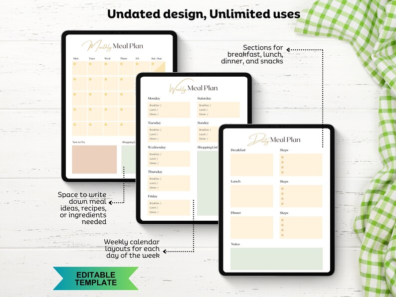 Meal Planner Printable, Weekly Food Diary, Editable Meal Tracker, Food ...