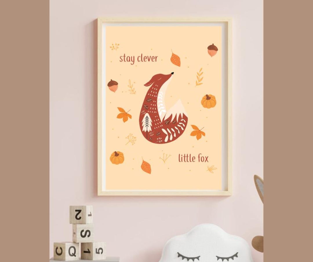 Autumn Fox Printable Wall Art & Coloring Page - Woodland Nursery Decor ...