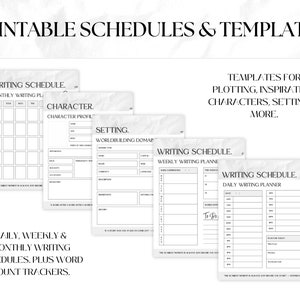 75 Page Digital Novel Planner (neutral) - Writing Schedules, Character ...