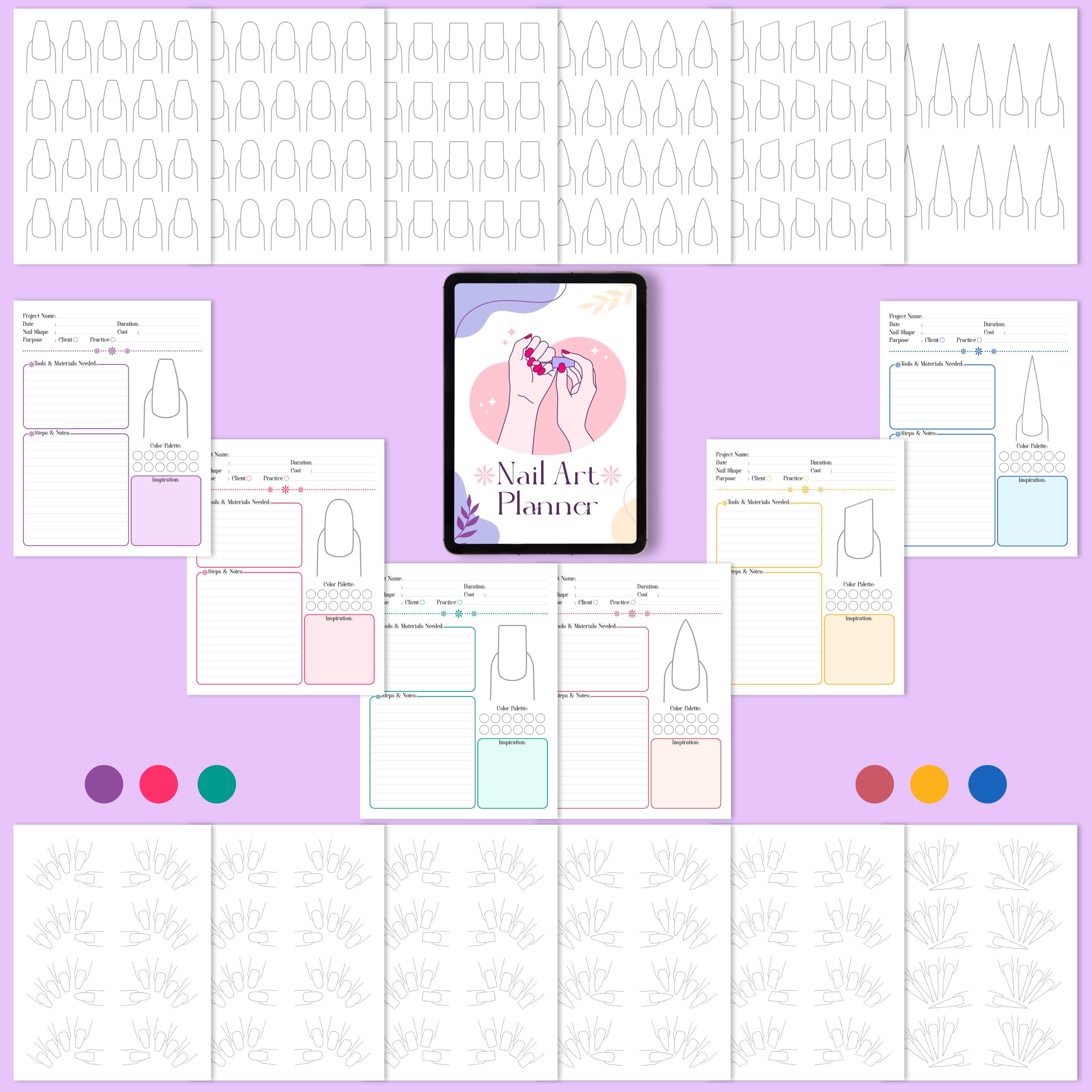 Nail Art Planner & Practice Sheet – 6 Different Nail Shapes | Printable ...
