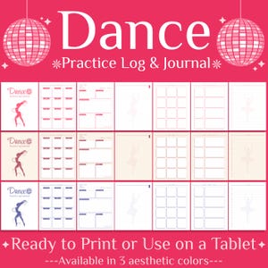 Dance Practice Log & Journal. Dance Class Tracker. Choreography ...