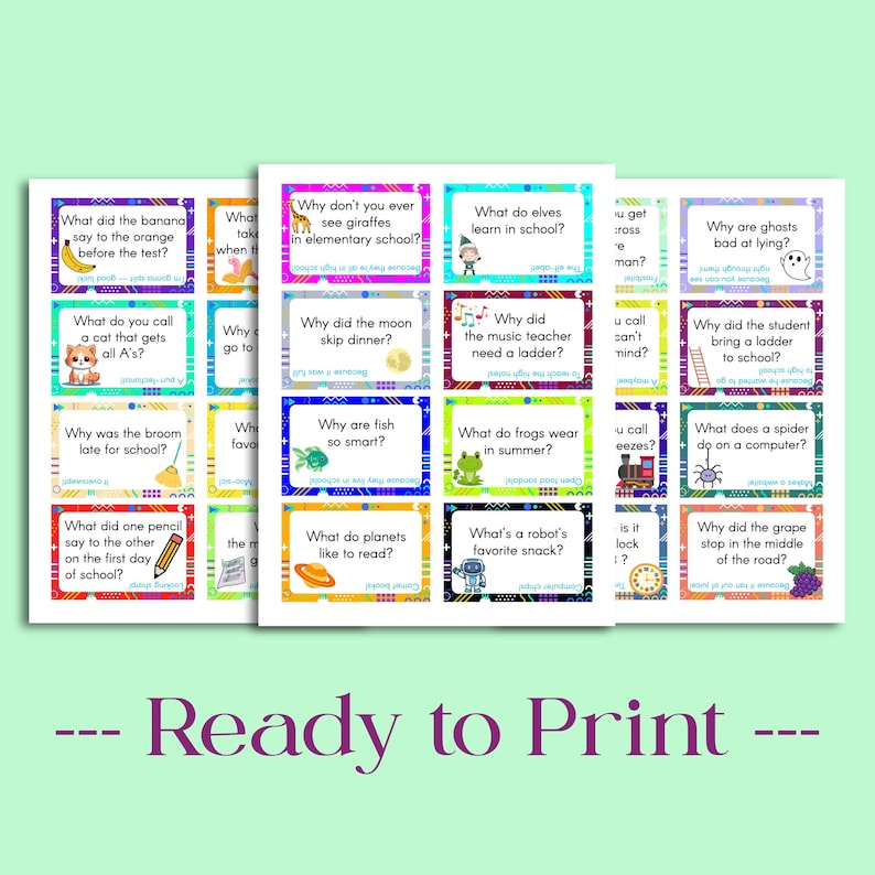 Lunchbox Jokes for Kids PDF PNG SVG | +100 Printable Colorful Lunch Box ...