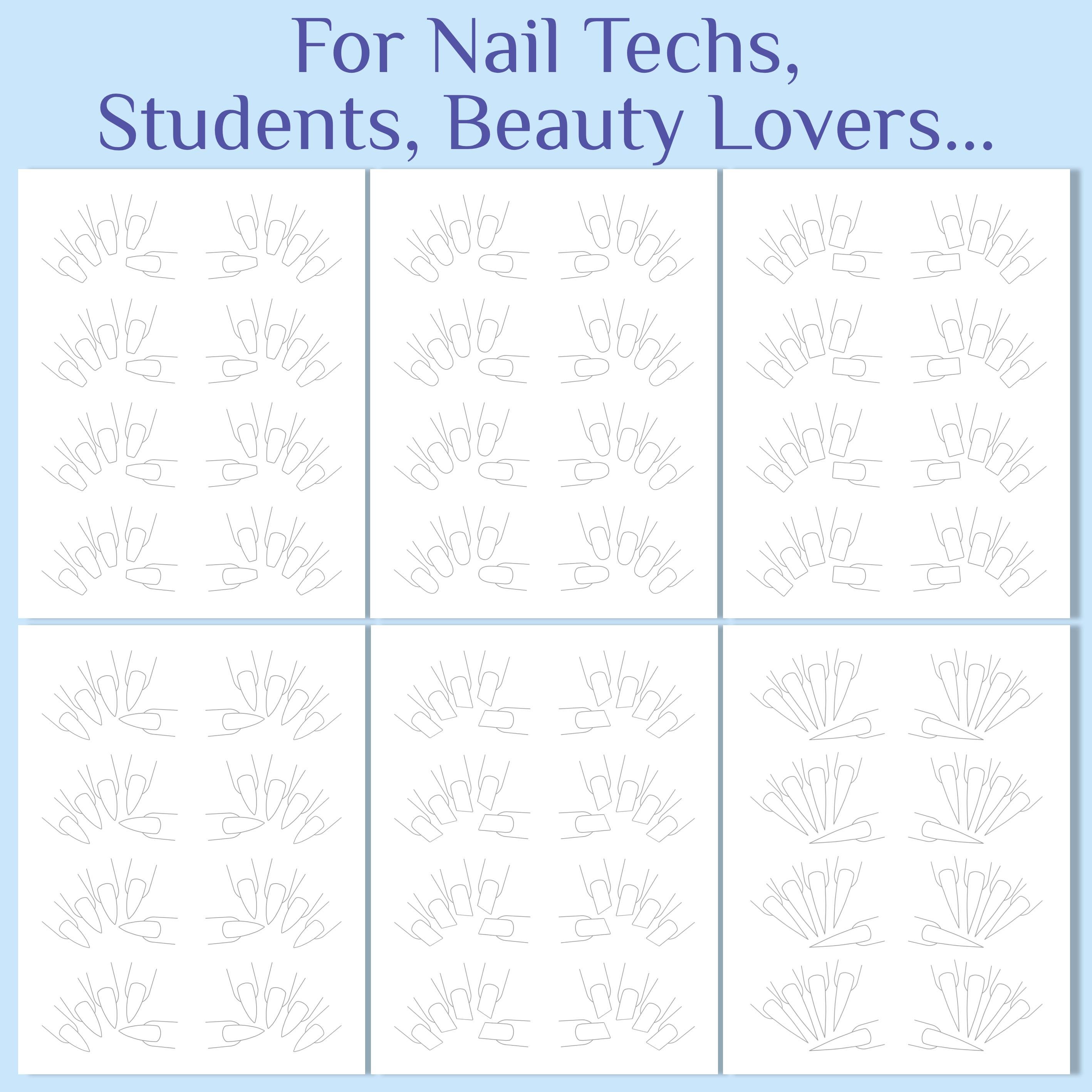 Nail Art Planner & Practice Sheet – 6 Different Nail Shapes | Printable ...