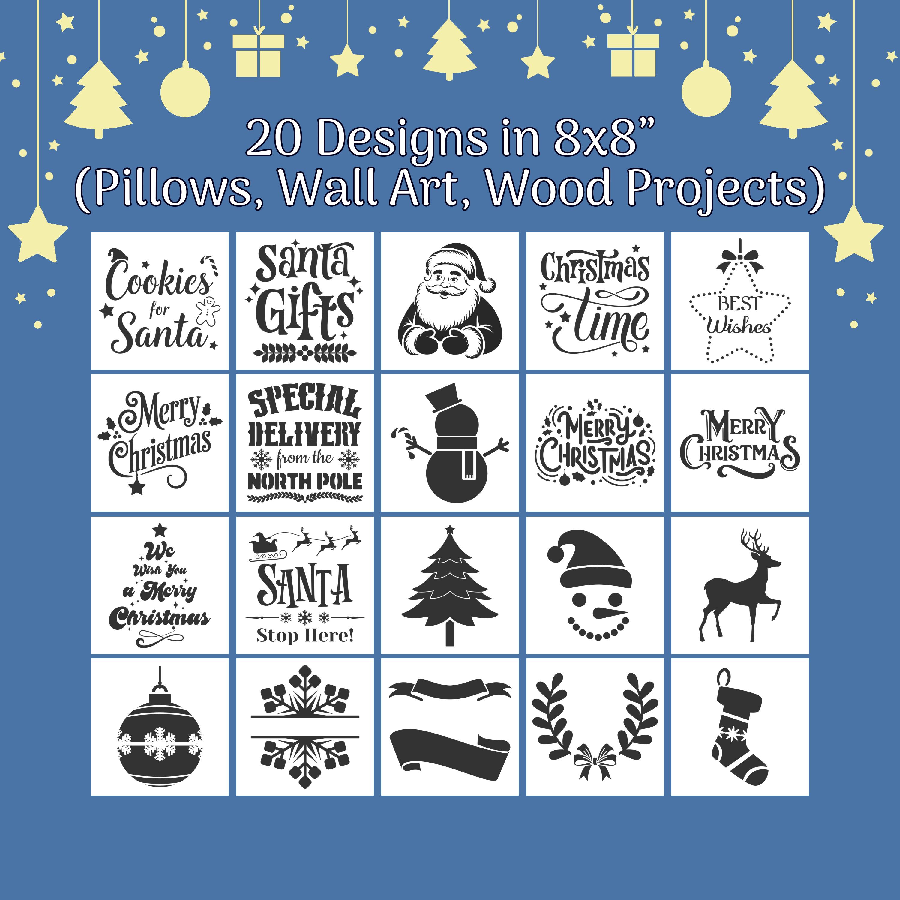Christmas Stencil Bundle – 60 Printable Designs SVG PNG PDF | 3 Sizes ...