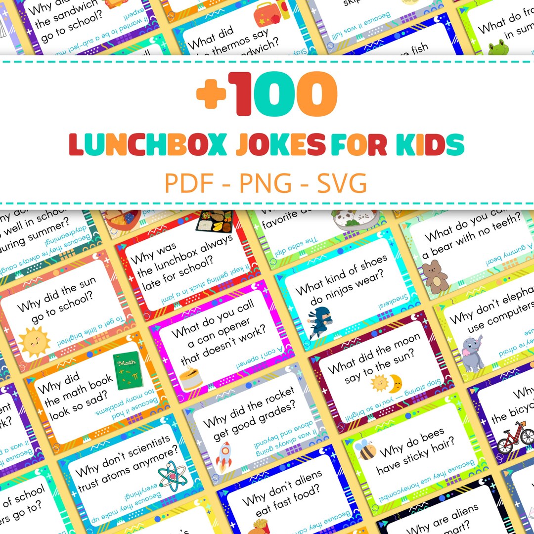 Lunchbox Jokes for Kids PDF PNG SVG | +100 Printable Colorful Lunch Box ...