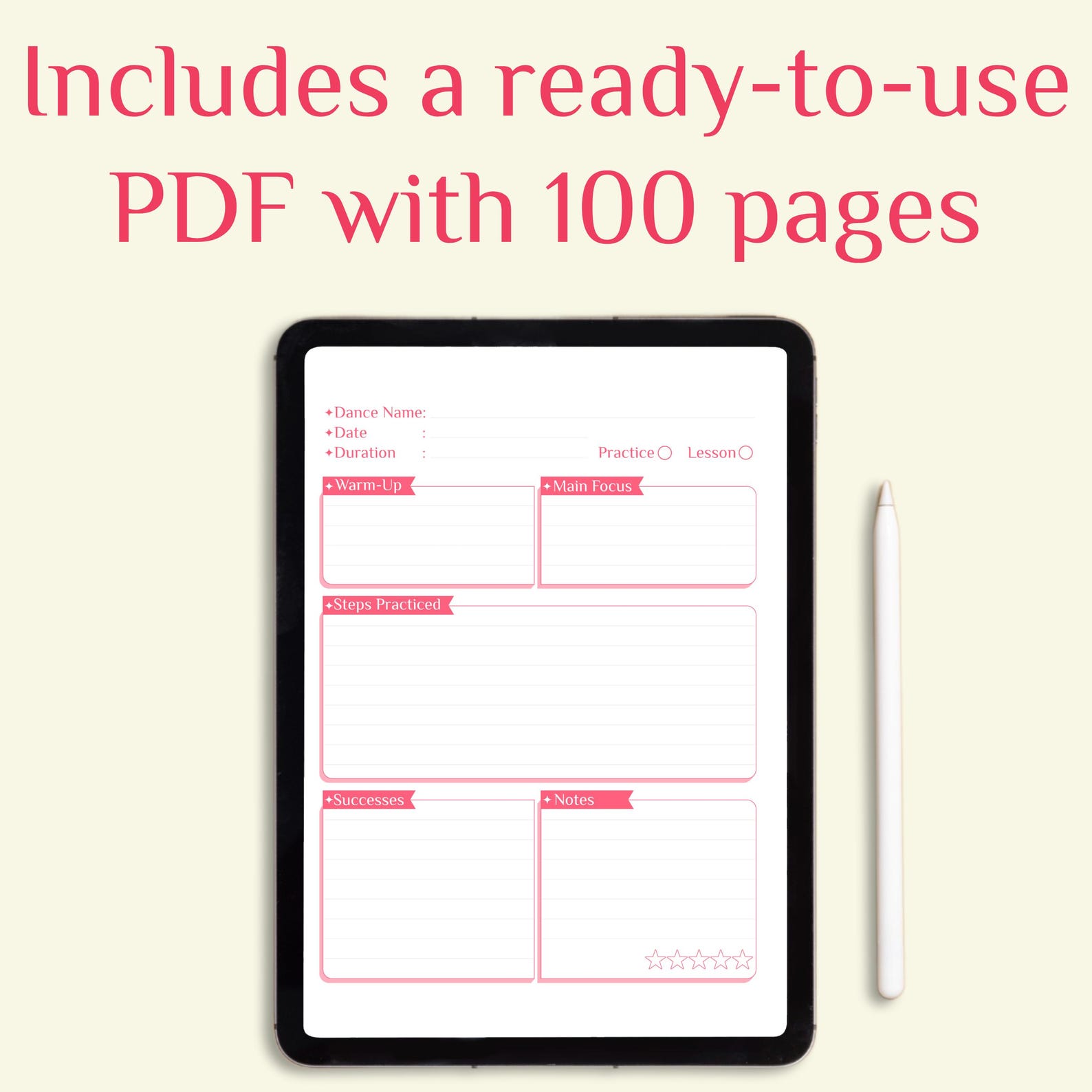 Dance Practice Log & Journal. Dance Class Tracker. Choreography ...
