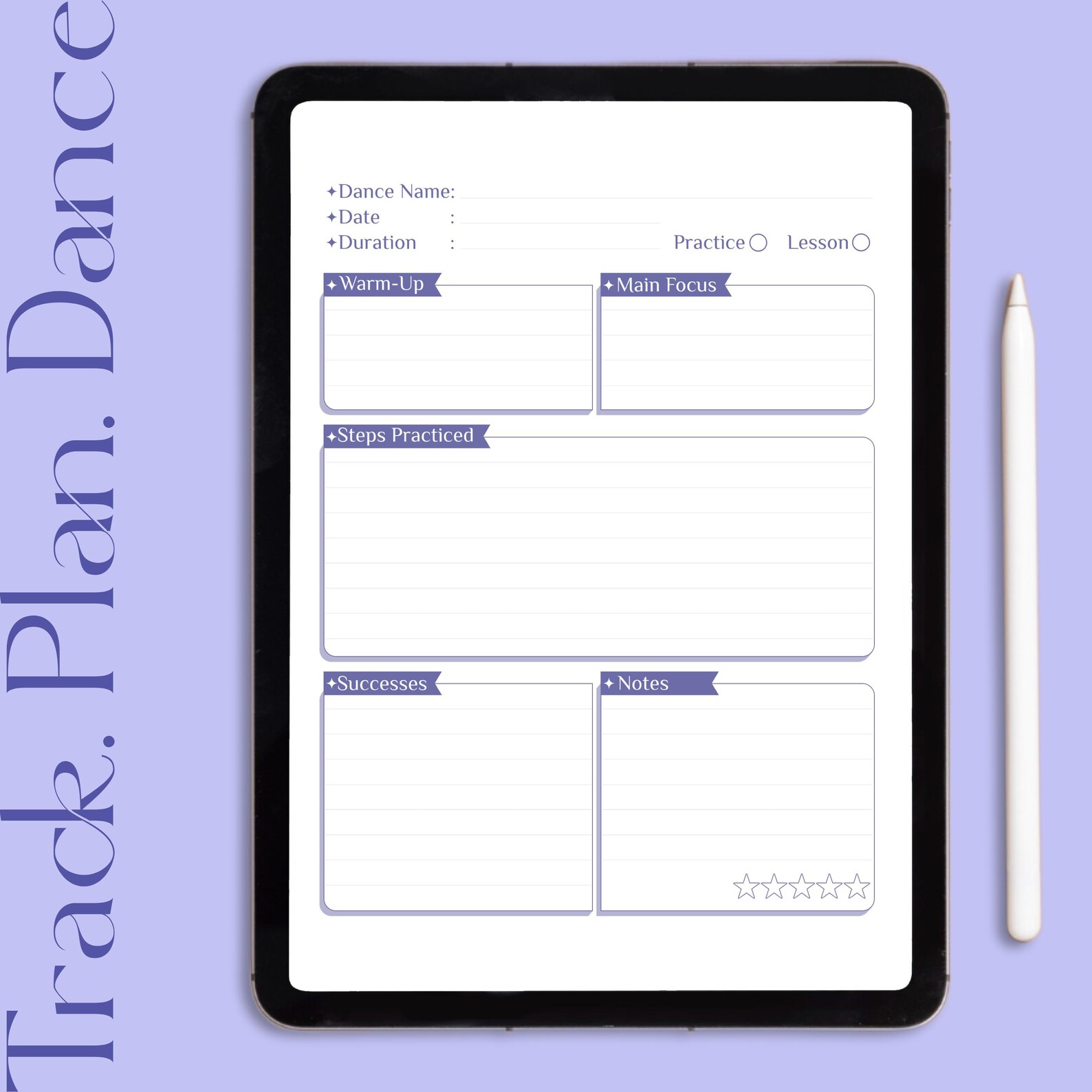 Dance Practice Log & Journal. Dance Class Tracker. Choreography ...