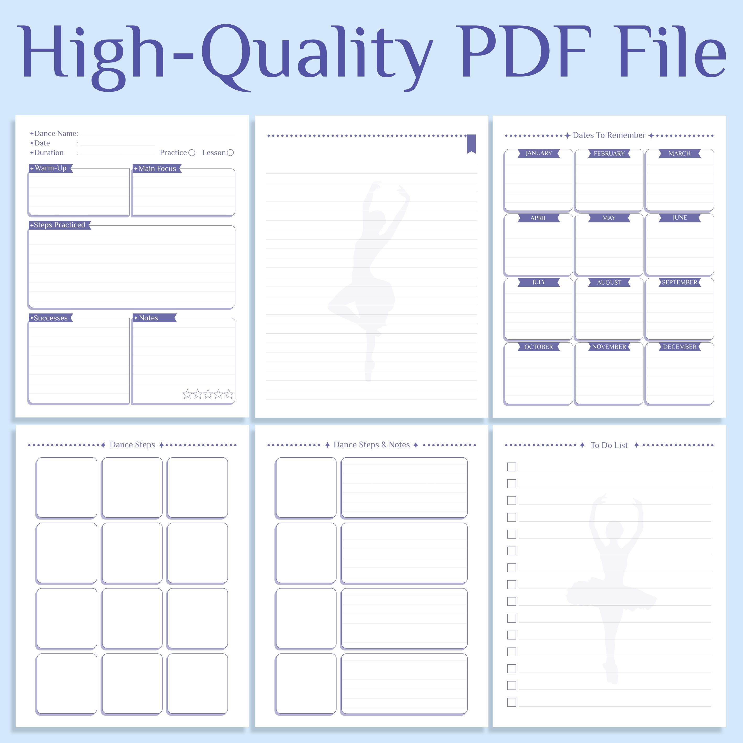Dance Practice Log & Journal. Dance Class Tracker. Choreography ...