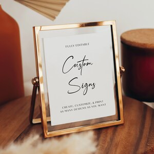 Modern Printable Custom Sign Template | 100% Fully Customizable ...