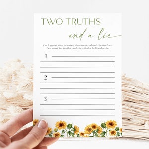 Two Truths and A Lie Template for Bridal Showers | Modern Bridal Shower ...