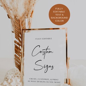 Modern Printable Custom Sign Template | 100% Fully Customizable ...
