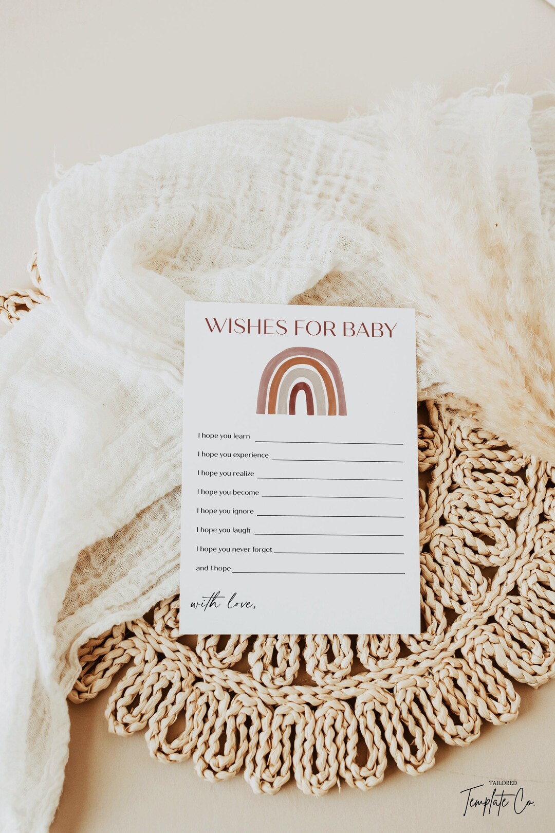Wishes & Prayers for Baby Template Boho Rainbow Baby Shower Boho Baby ...