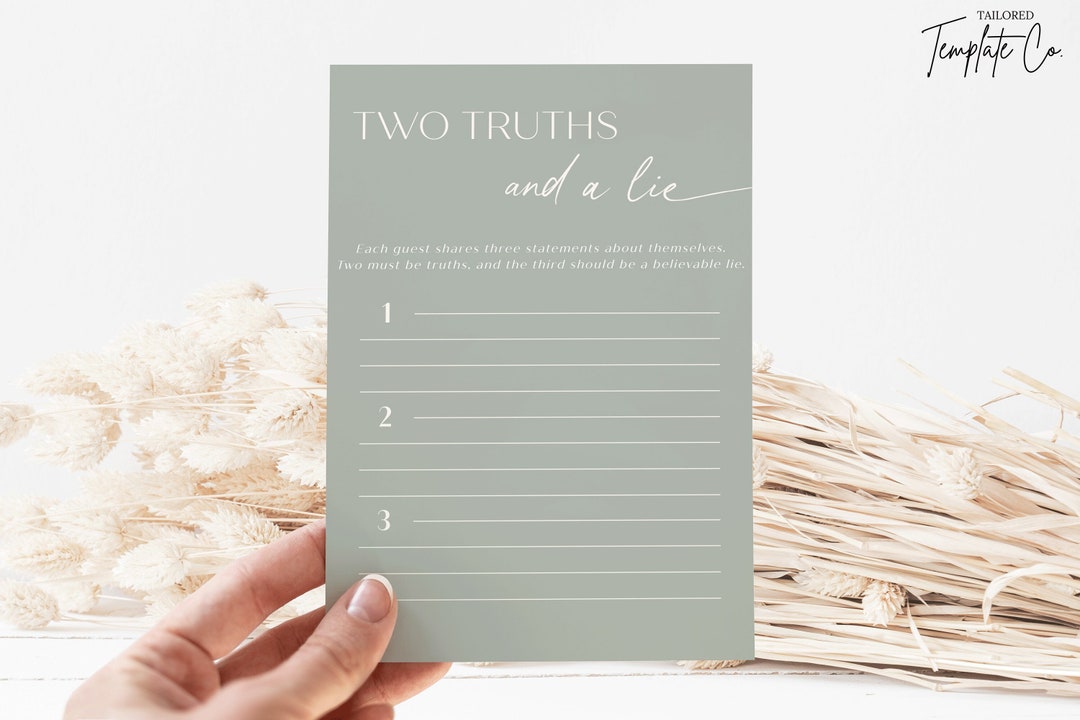 Minimalist Two Truths and A Lie Game Template for Baby Showers | Sage ...