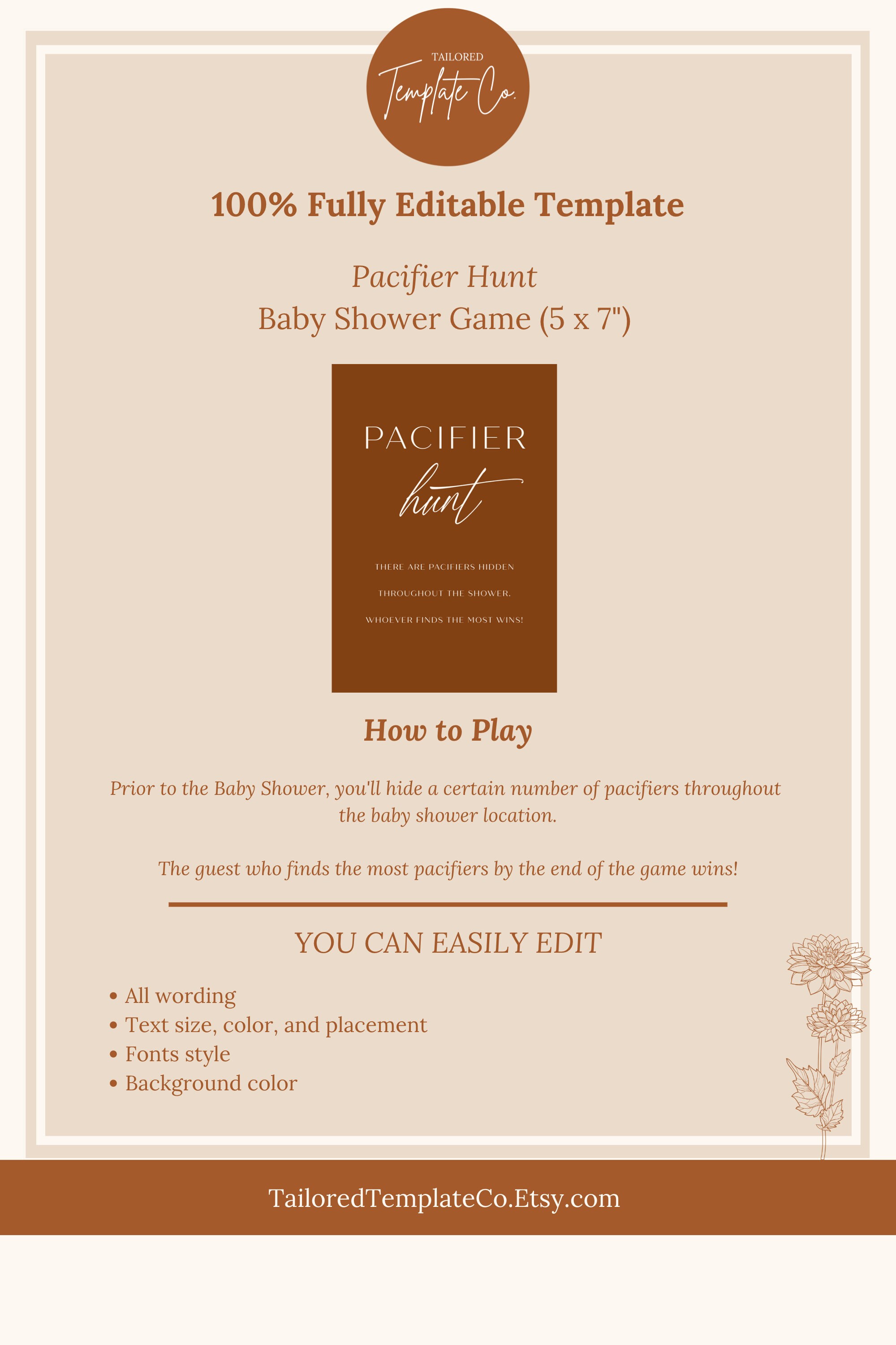 Minimalist Pacifier Hunt Template for Baby Shower Minimalist Baby ...