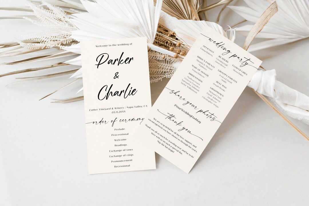 Wedding Program Editable Template | Custom Wedding Template ...