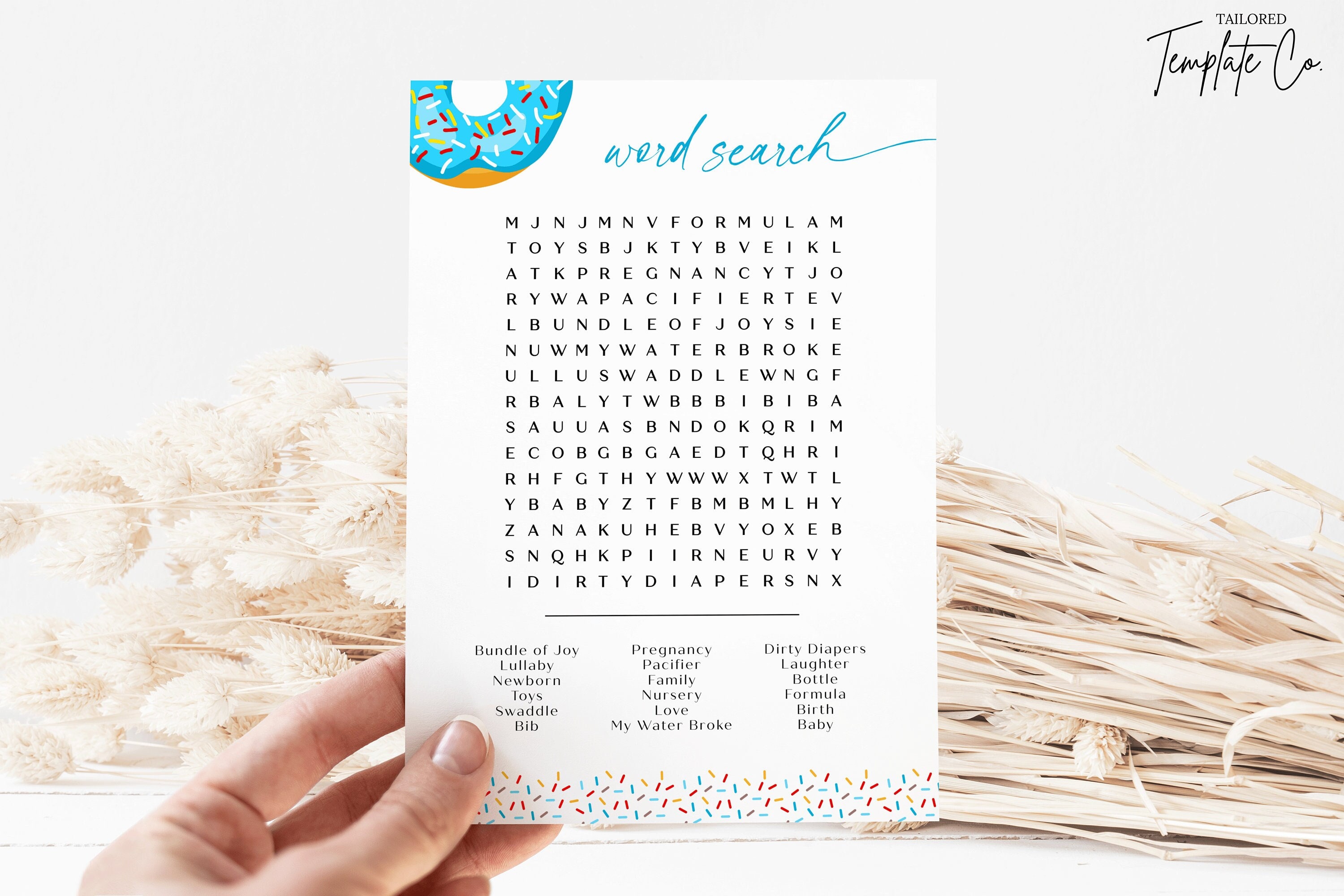 Baby Sprinkle Word Search Template Boy Baby Sprinkle Boy Baby Shower ...