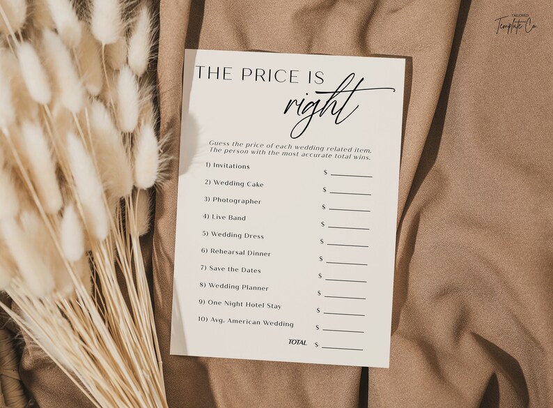 Minimalist the Price is Right Template for Bridal Shower Modern ...
