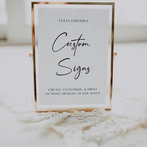 Modern Printable Custom Sign Template | 100% Fully Customizable ...