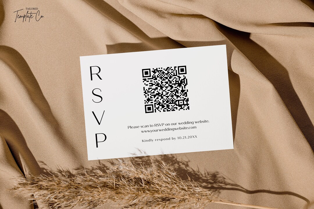 QR Code Wedding RSVP Card Template | Printable Wedding Response Card ...