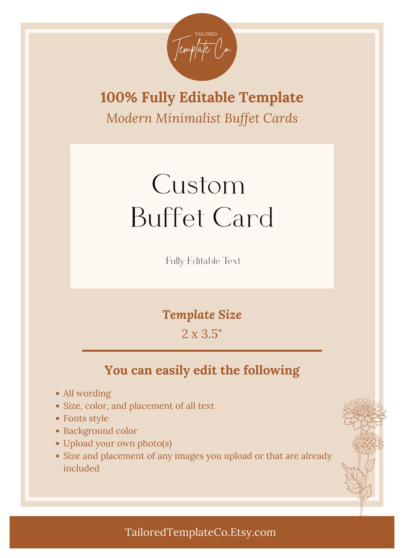 Minimalist Buffet Card Template Printable Buffet Card Template Modern ...
