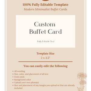 Minimalist Buffet Card Template | Printable Buffet Card Template ...