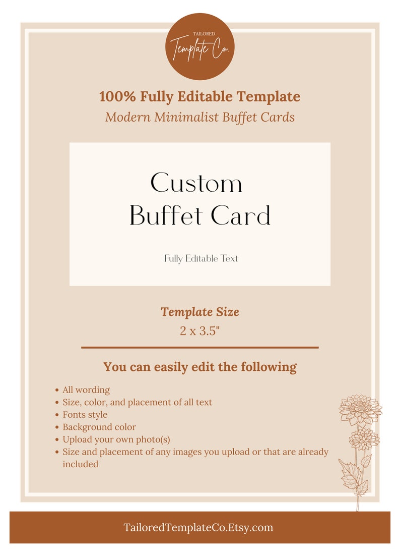 Minimalist Buffet Card Template Printable Buffet Card Template Modern ...