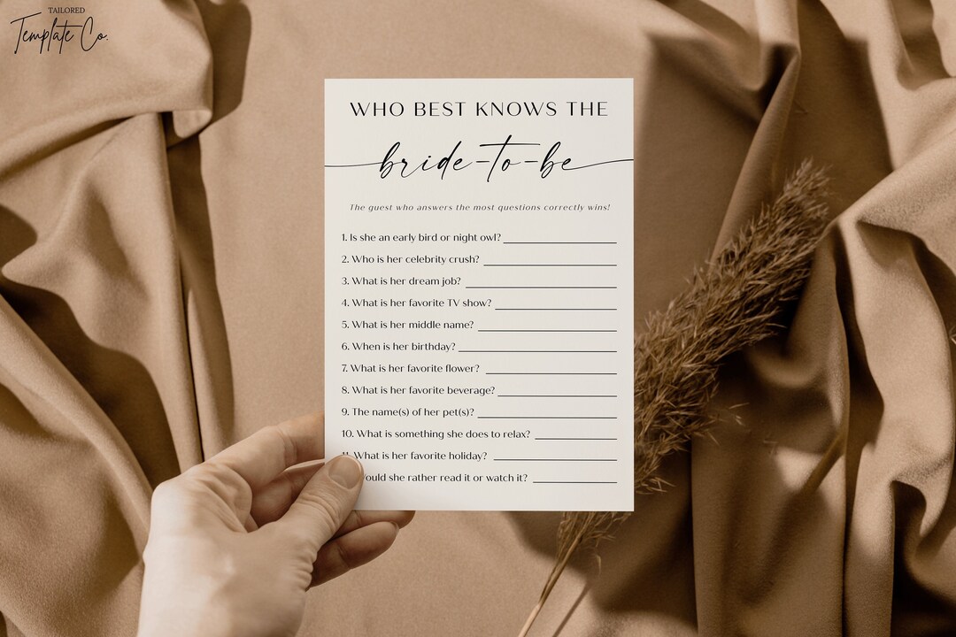 Minimalist Who Knows the Bride Best Template for Bridal Shower Modern ...