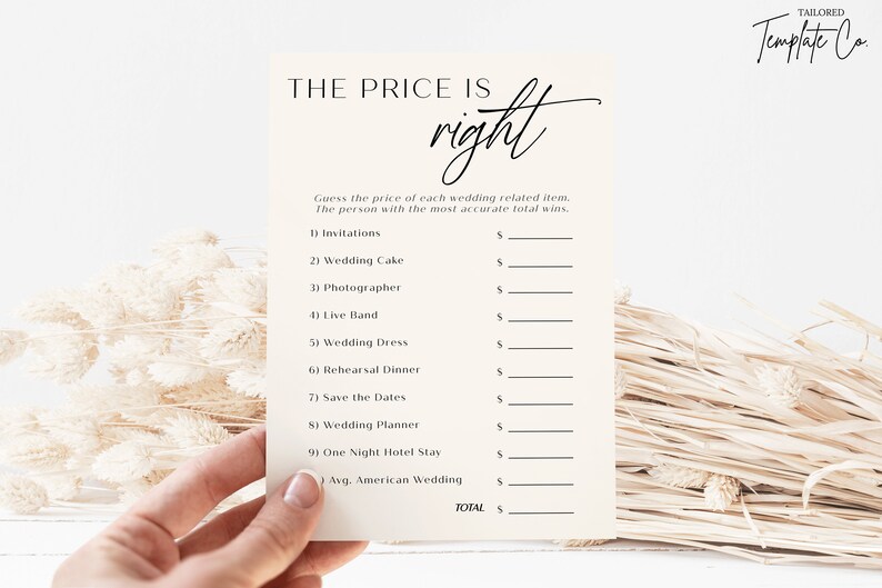 Minimalist the Price is Right Template for Bridal Shower Modern ...