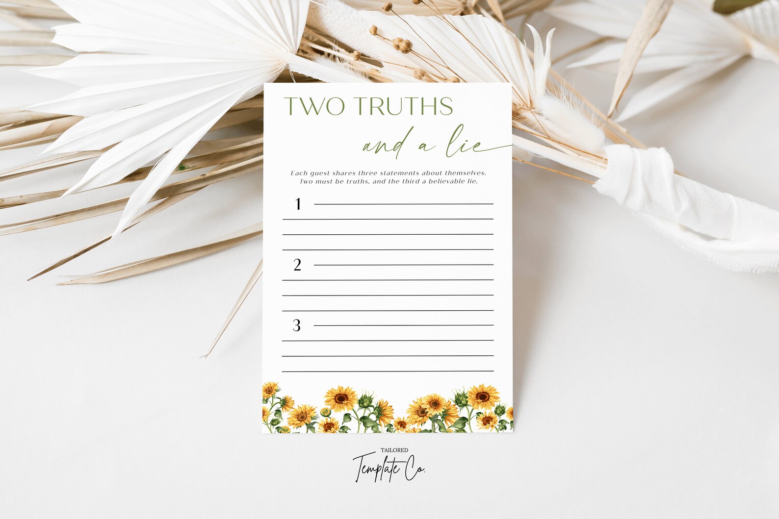 Two Truths and A Lie Template for Bridal Showers | Modern Bridal Shower ...