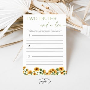 Two Truths and A Lie Template for Bridal Showers | Modern Bridal Shower ...