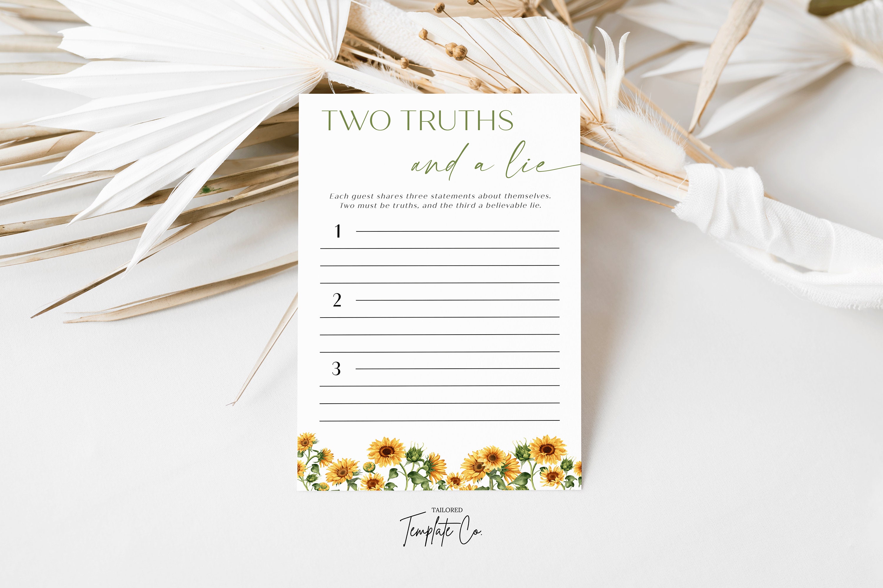 Two Truths and A Lie Template for Bridal Shower Modern - Etsy
