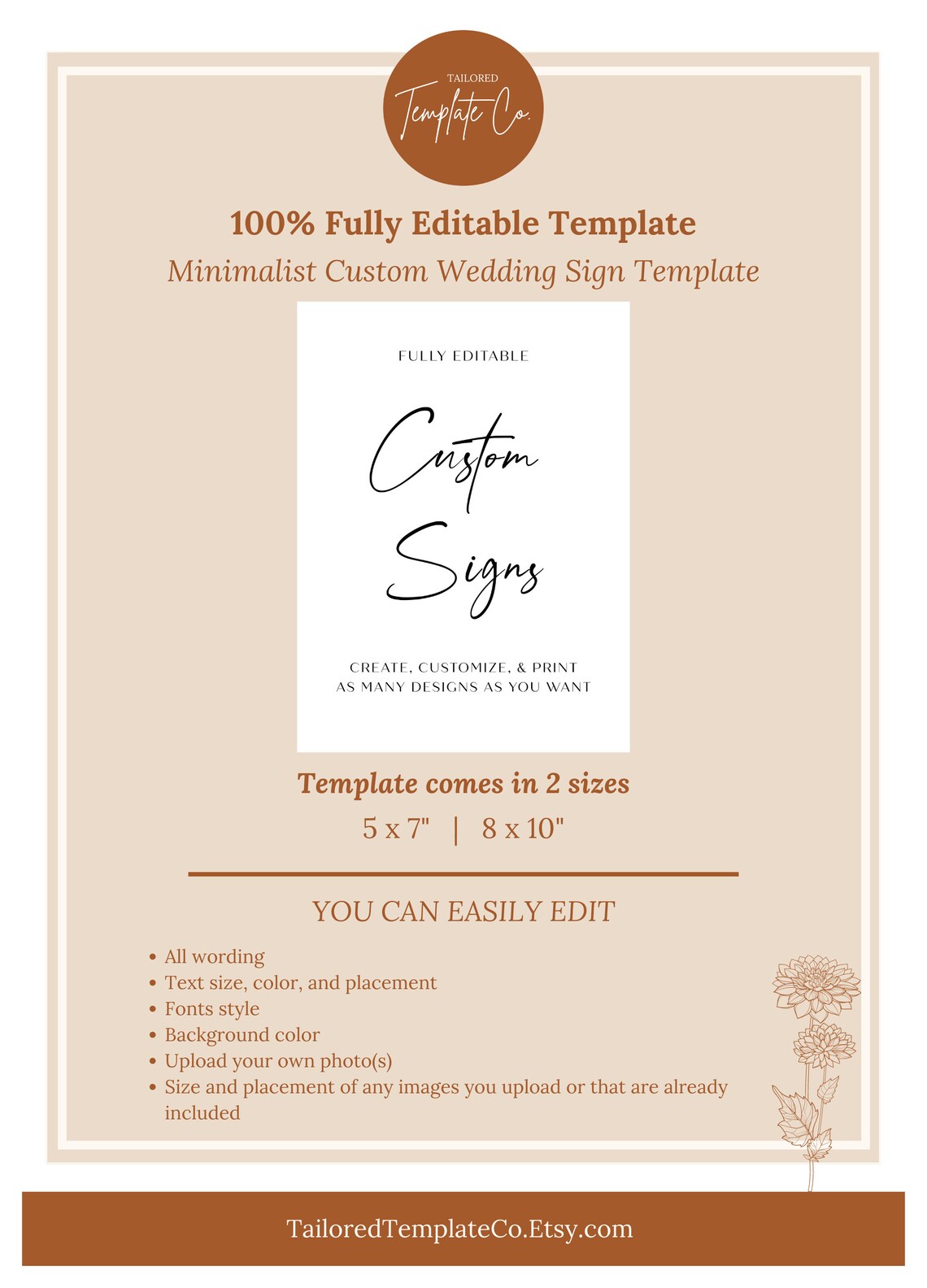 Modern Printable Custom Sign Template 100% Fully Customizable Template ...
