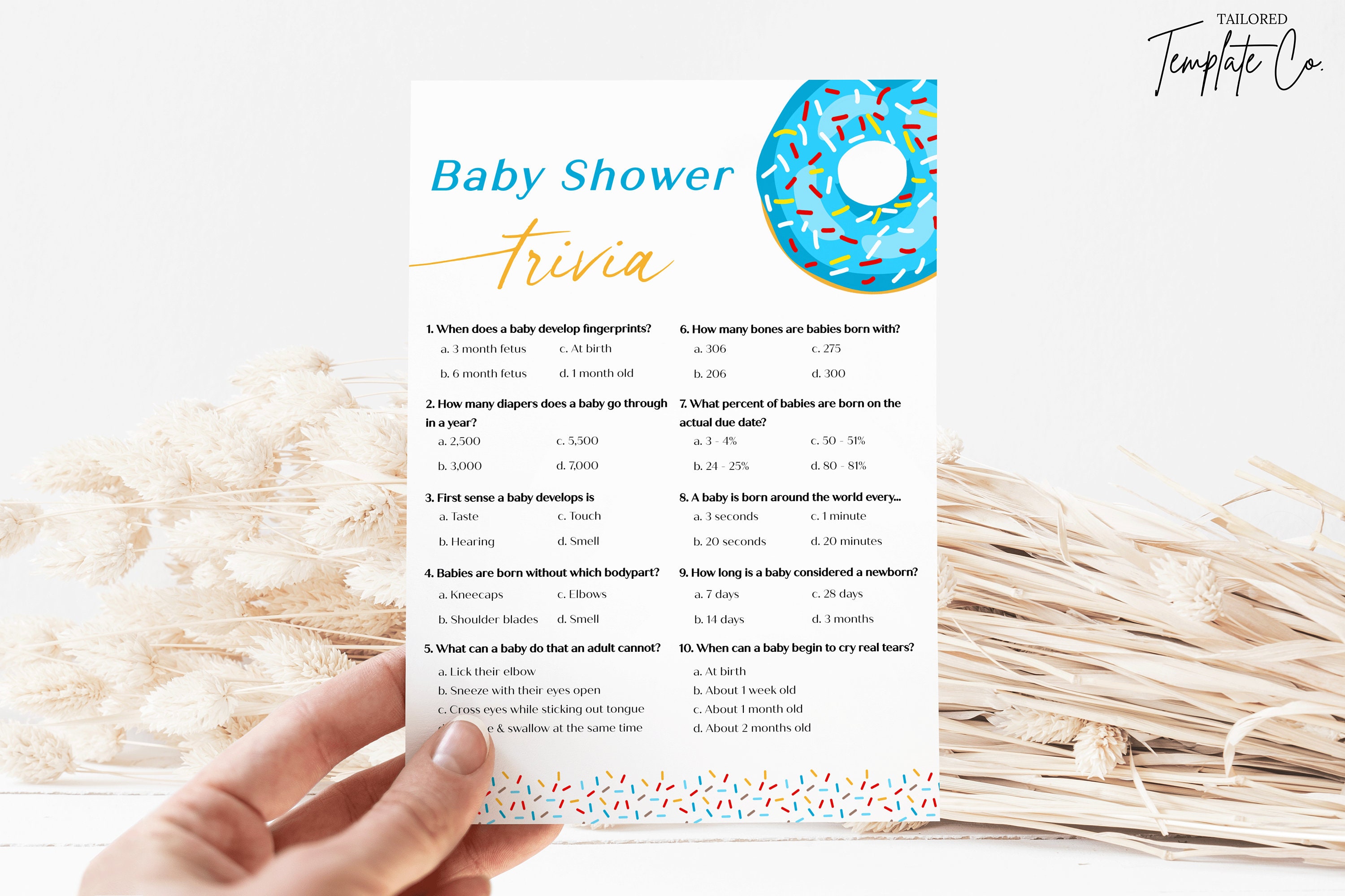 Baby Shower Trivia Template Boy Baby Sprinkle Boy Baby Shower 5x7 Baby ...
