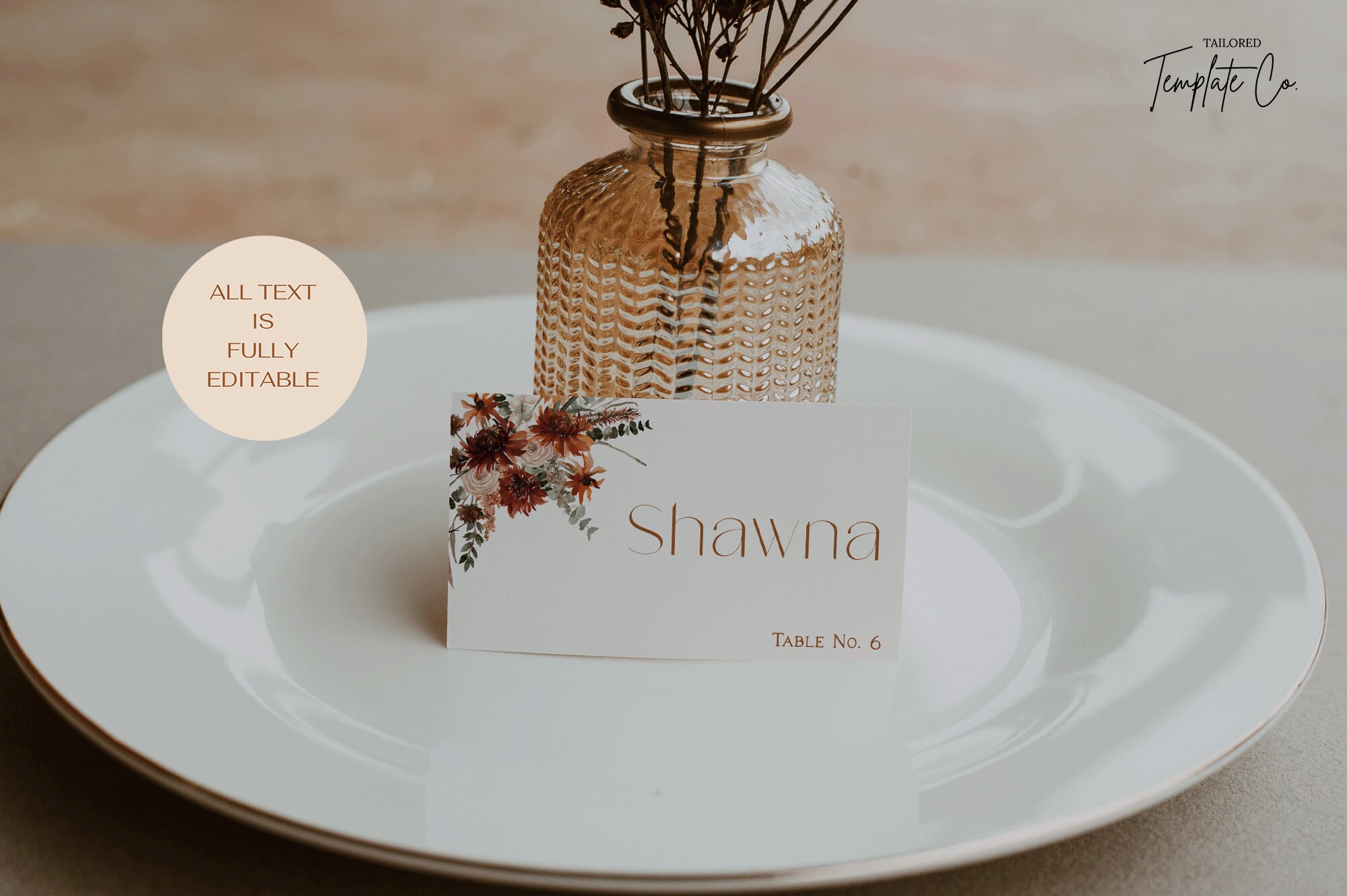 Terracotta Place Cards Editable Template Custom Wedding - Etsy