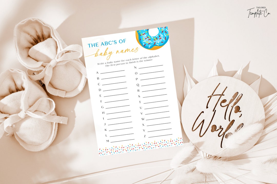 Baby Sprinkle Abc's of Baby Names Game Template | Boy Baby Sprinkle ...