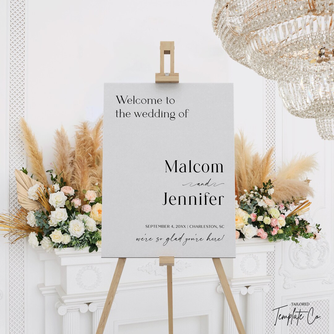 Minimalist Wedding Welcome Sign Template | Custom Welcome Sign Template | Modern Minimalist ...