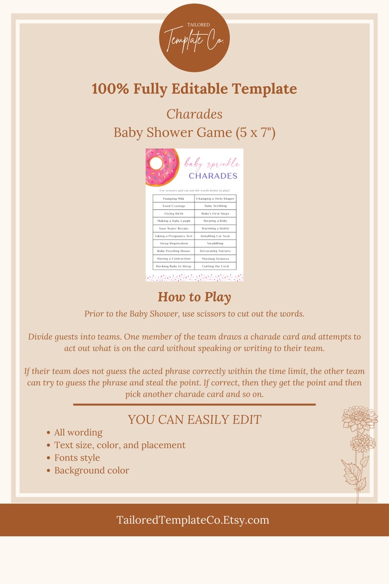 Rainbow Baby Shower Game Charades Template Girl Baby Shower - Etsy