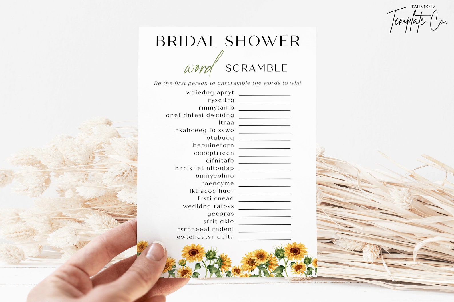 Word Scramble Game Template for Bridal Showers | Modern Bridal Shower ...