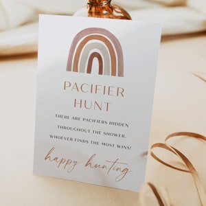Pacifier Hunt Game Template for Baby Showers Boho Rainbow Baby Shower ...