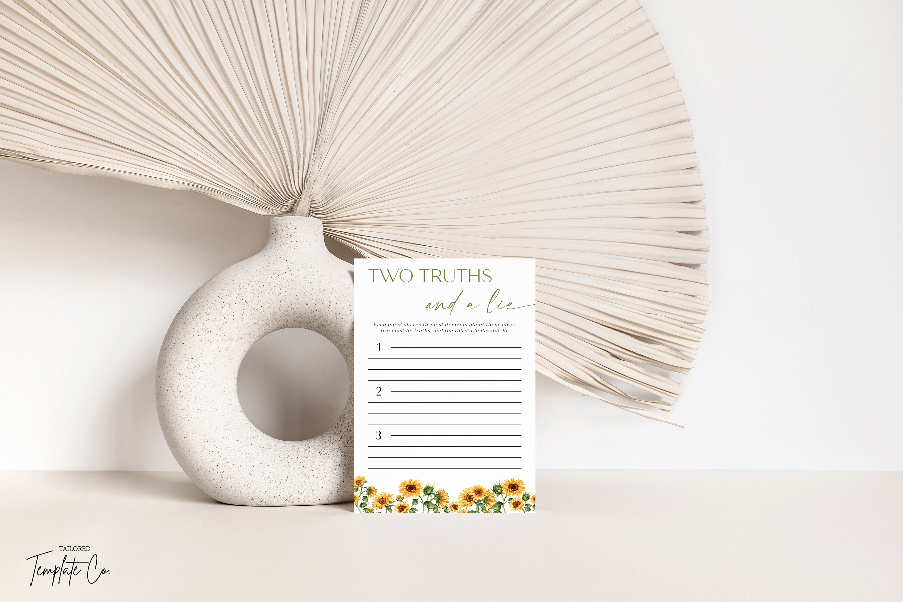 Two Truths and A Lie Template for Bridal Showers Modern Bridal Shower ...