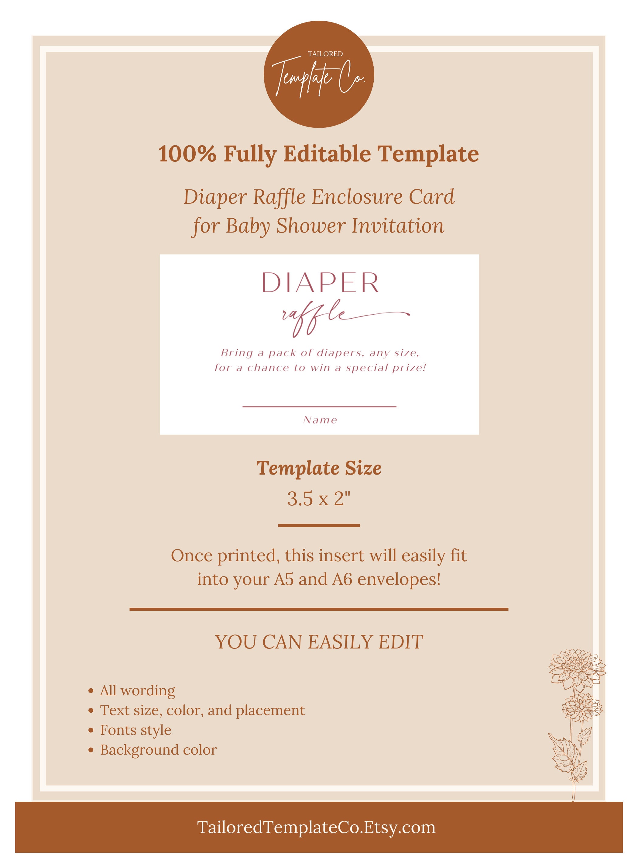 Minimalist Diaper Raffle Insert Template Minimalist Diaper Raffle ...